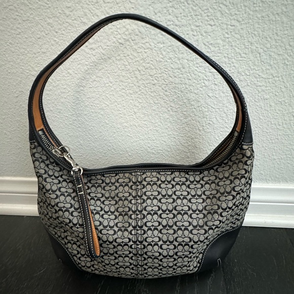 Coach | Bags | Authentic Coach Logo Black Canvas Shoulder Bag | Poshmark